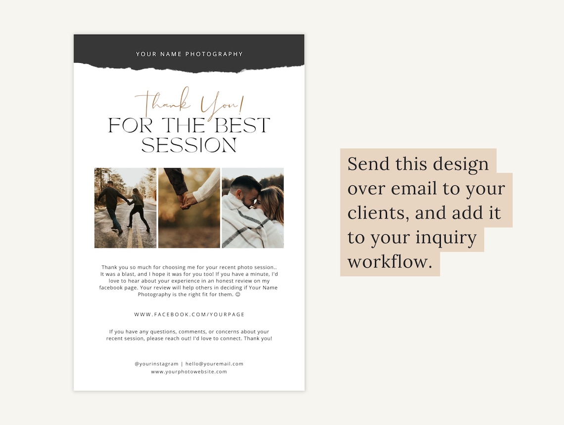 Thank You Email Newsletter Template for Photographers (canva Editable ...