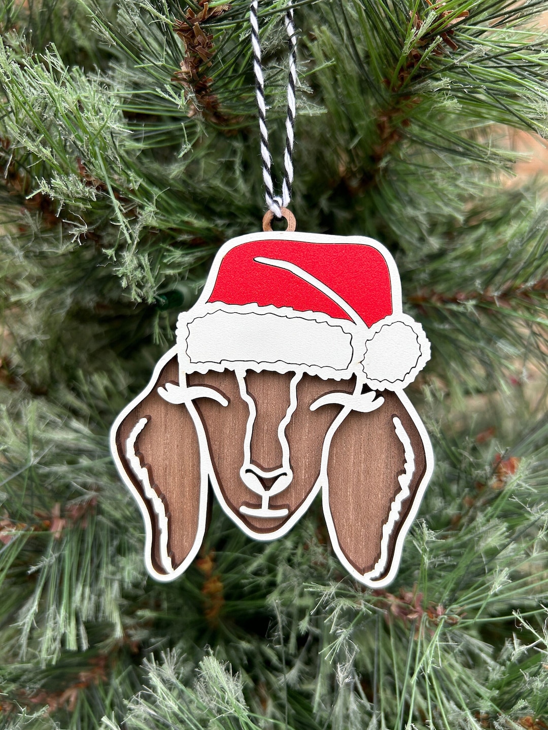 Goat Ornament // Wooden Laser Cut Goat Christmas Ornament ...