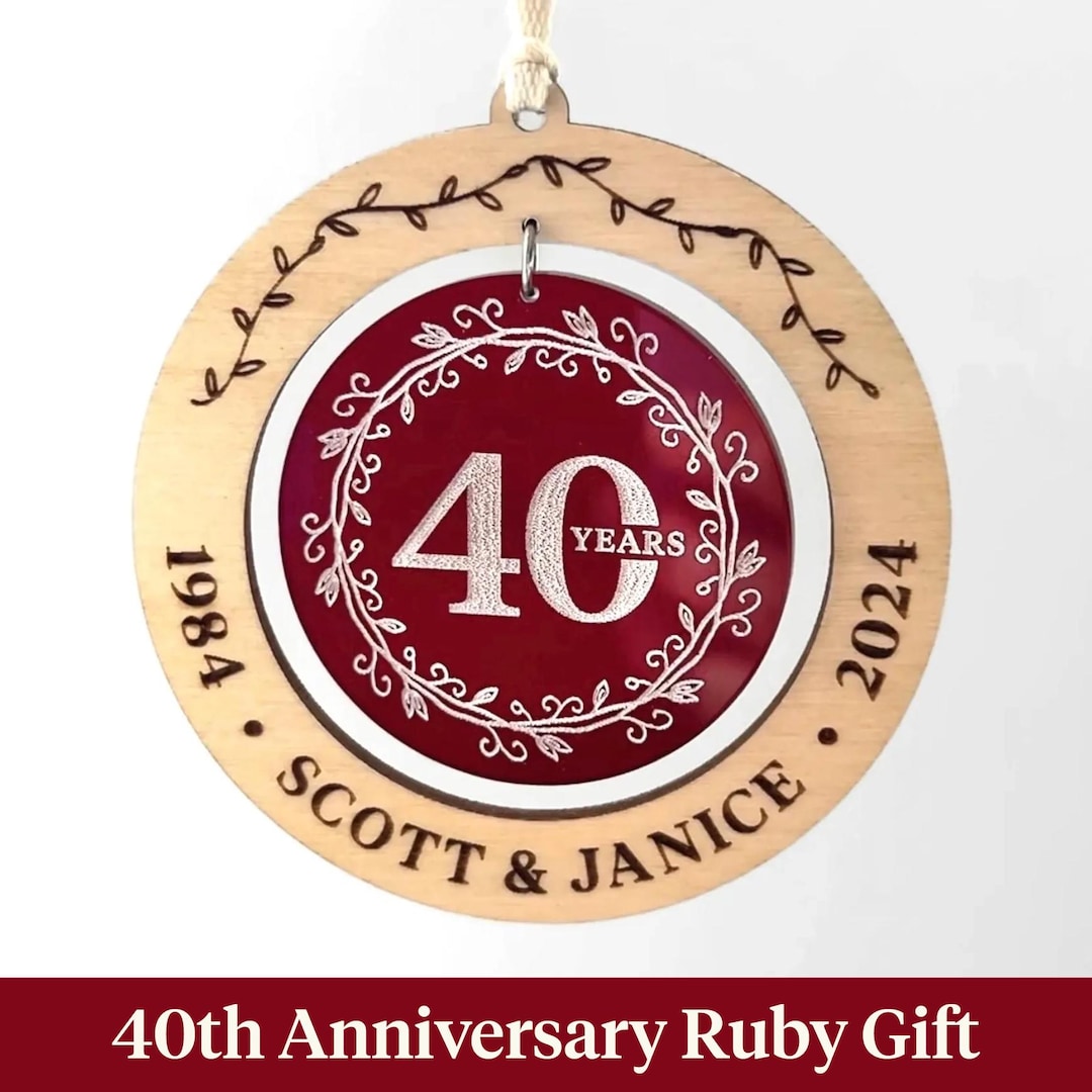 40th Anniversary Gift Ornament / Ruby Anniversary Gift for Husband or ...