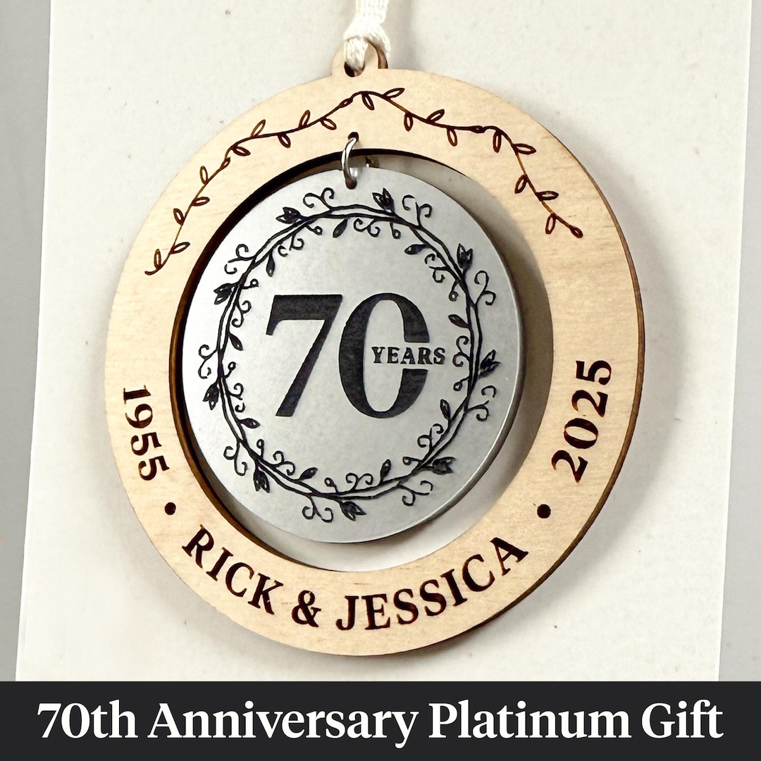 70th Anniversary Gift / Platinum Anniversary Ornament // Custom ...
