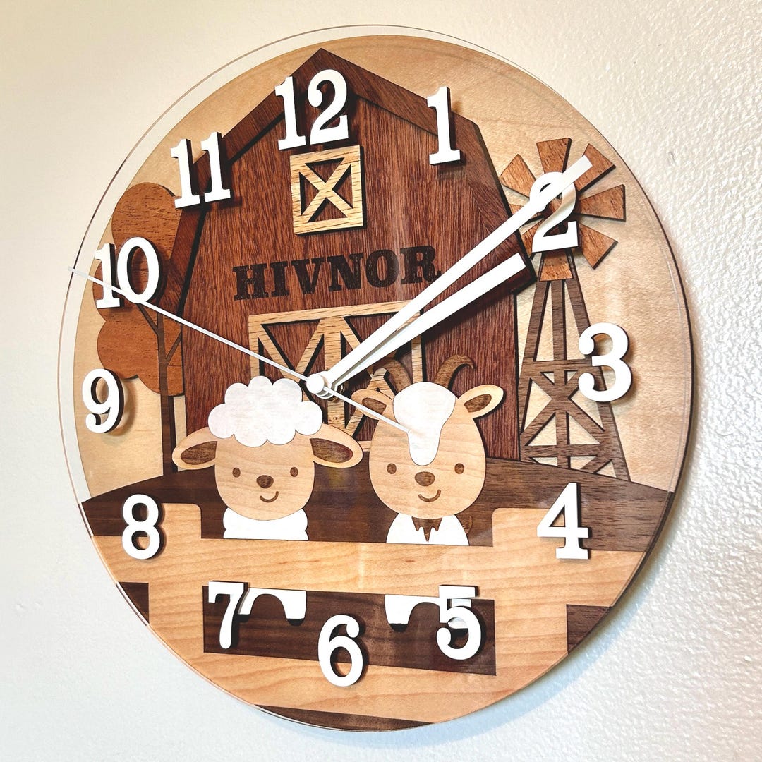 Farm Animal Nursery Clock // Barn Clock // Personalized Farm Nursery ...