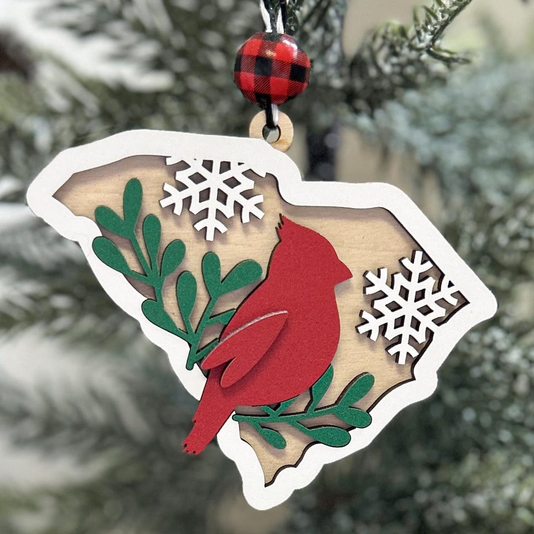 South Carolina Cardinal Ornament // 2025 Christmas Ornament // Laser ...