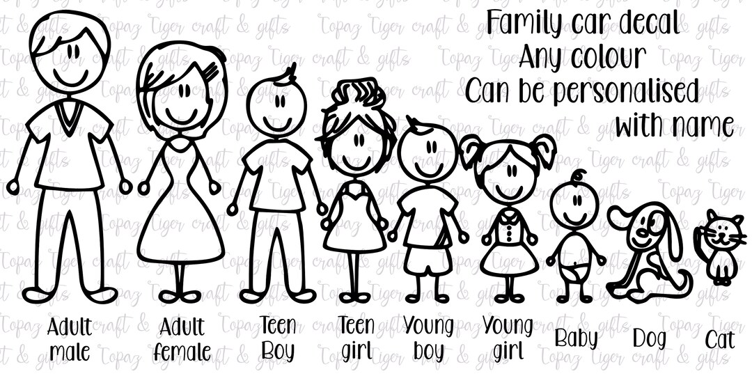 Car Vinyl Decal Stick Family Personalised Custom Decal - Etsy