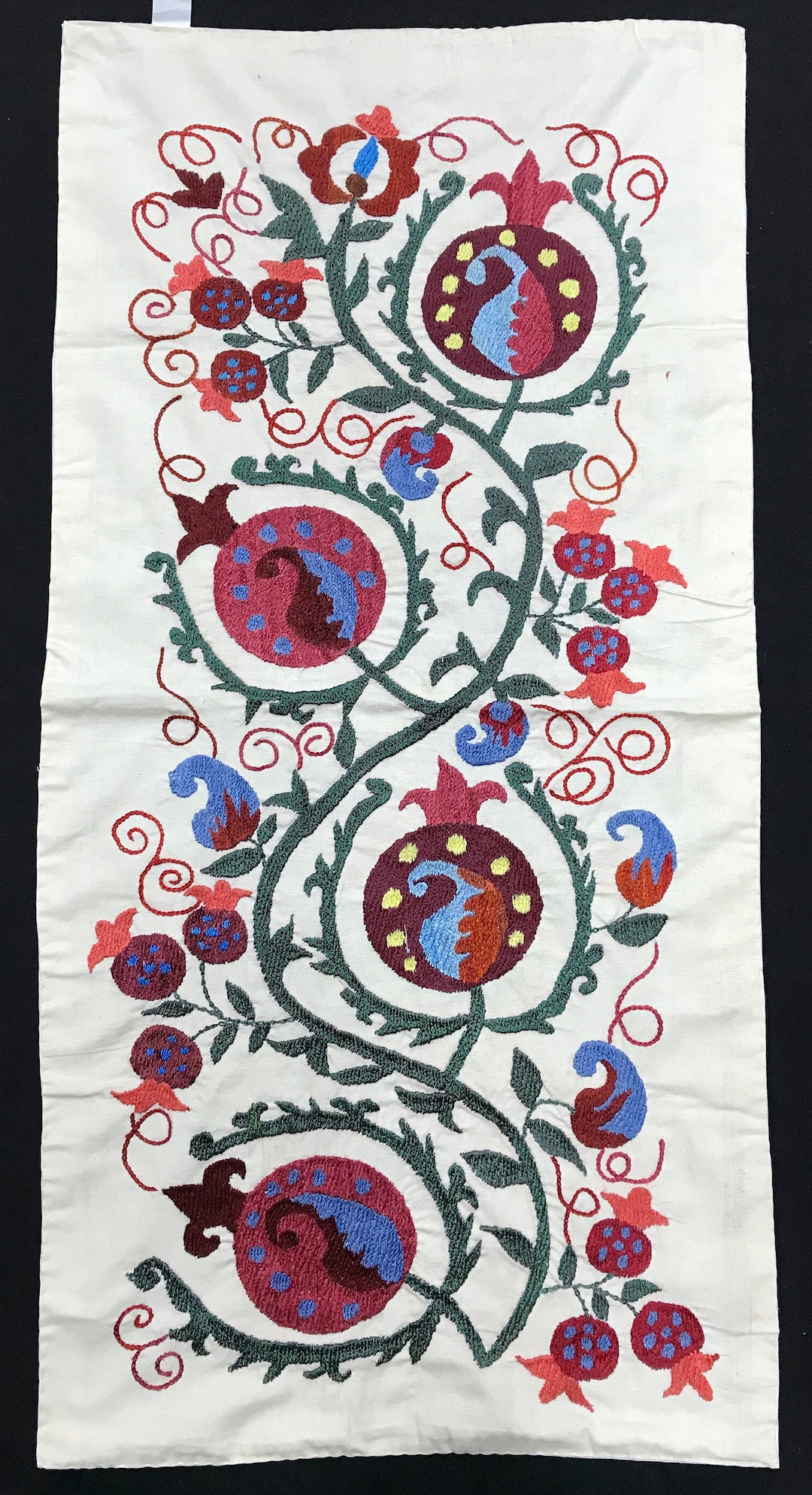 Pink-purple-green Uzbek Silk Suzani Runner Table Cloth,handmade Silk ...