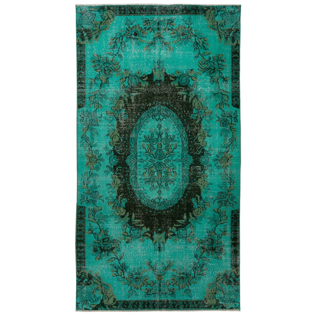 Green Turkish Wool Floral Area Rug - Etsy