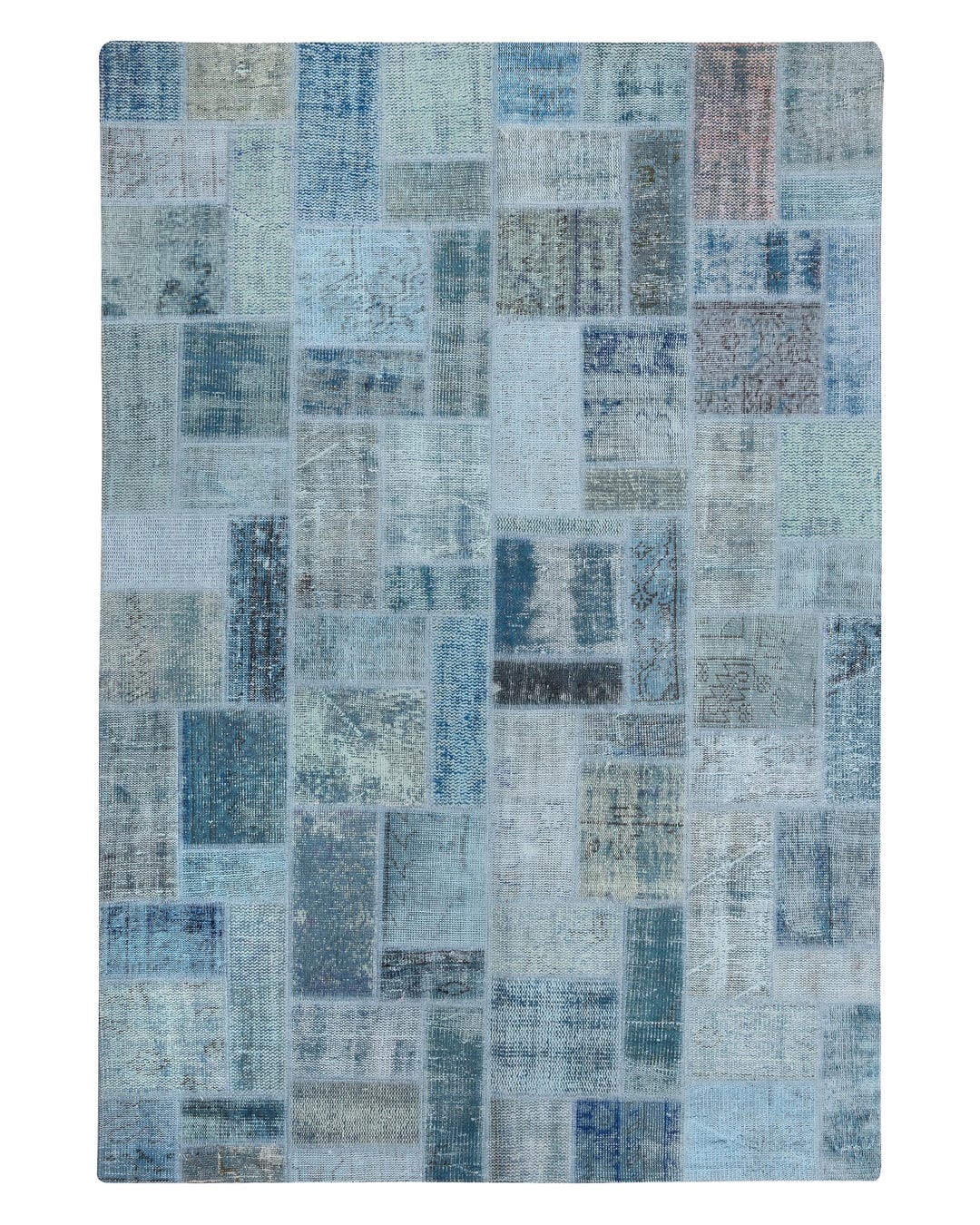 Blue Patchwork Rug, 6x8 Distressed Patchwork Rug, Hand Knotted Wool Rug, Turkish Vintage ...