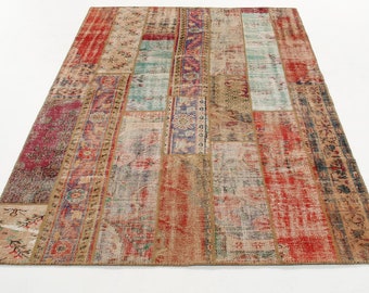 Pink Wool Turkish Patchwork Rug | Etsy