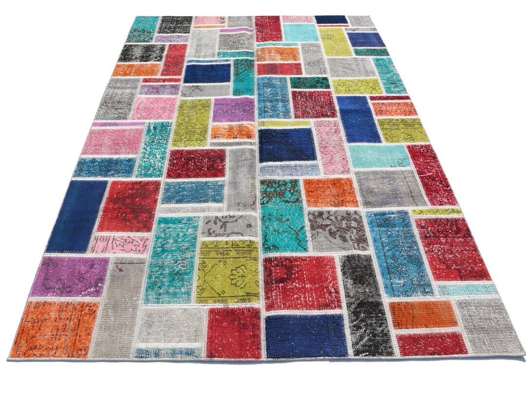 MULTI COLOR Turkish Patchwork Rug 8x6 Ft - Etsy