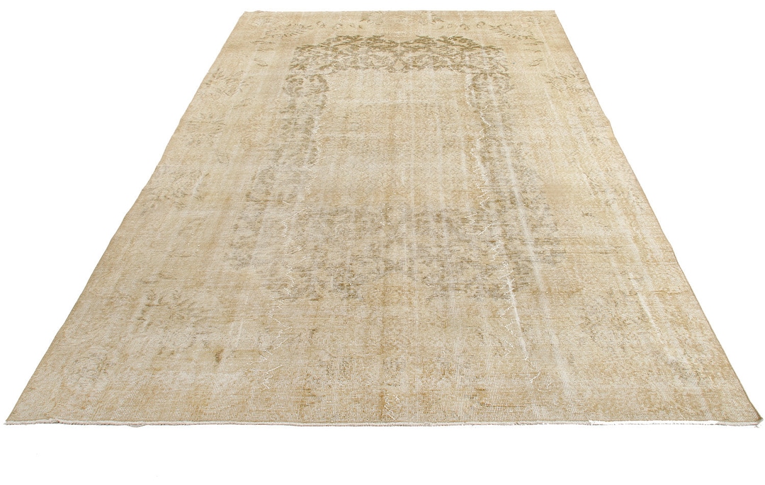 6.5x10.3 Feet, Oushak Beige Rug, Turkish Vintage Wool Area Rug, Soft ...