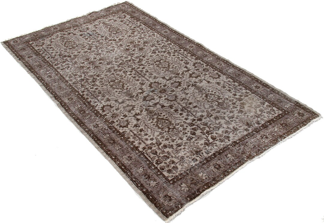 Gray One Color Overdyed Turkish Rug, BROWN GRAY Monochrome Turkish ...