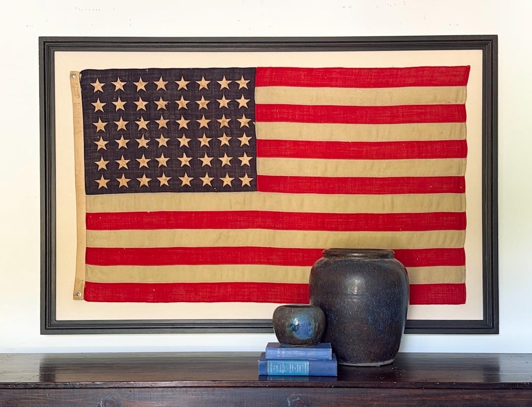 Framed Vintage 48 Star American Flag - Etsy