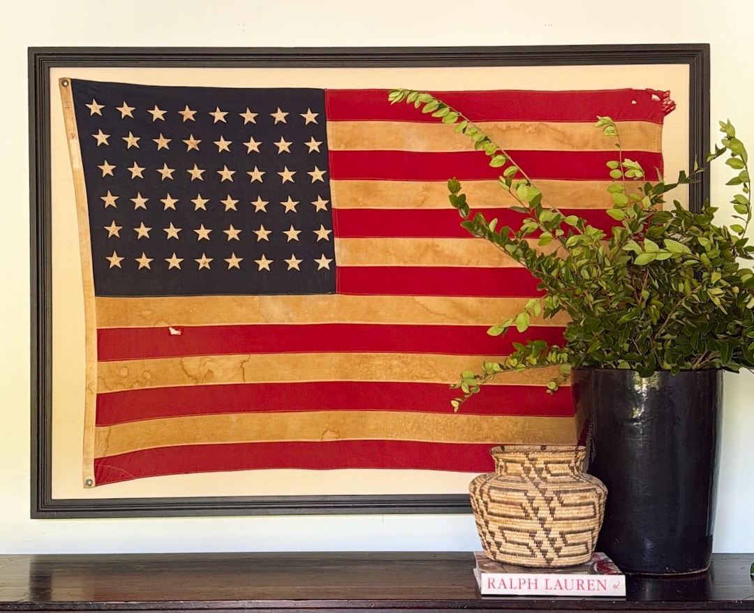 Framed Vintage 48 Star American Flag - Etsy