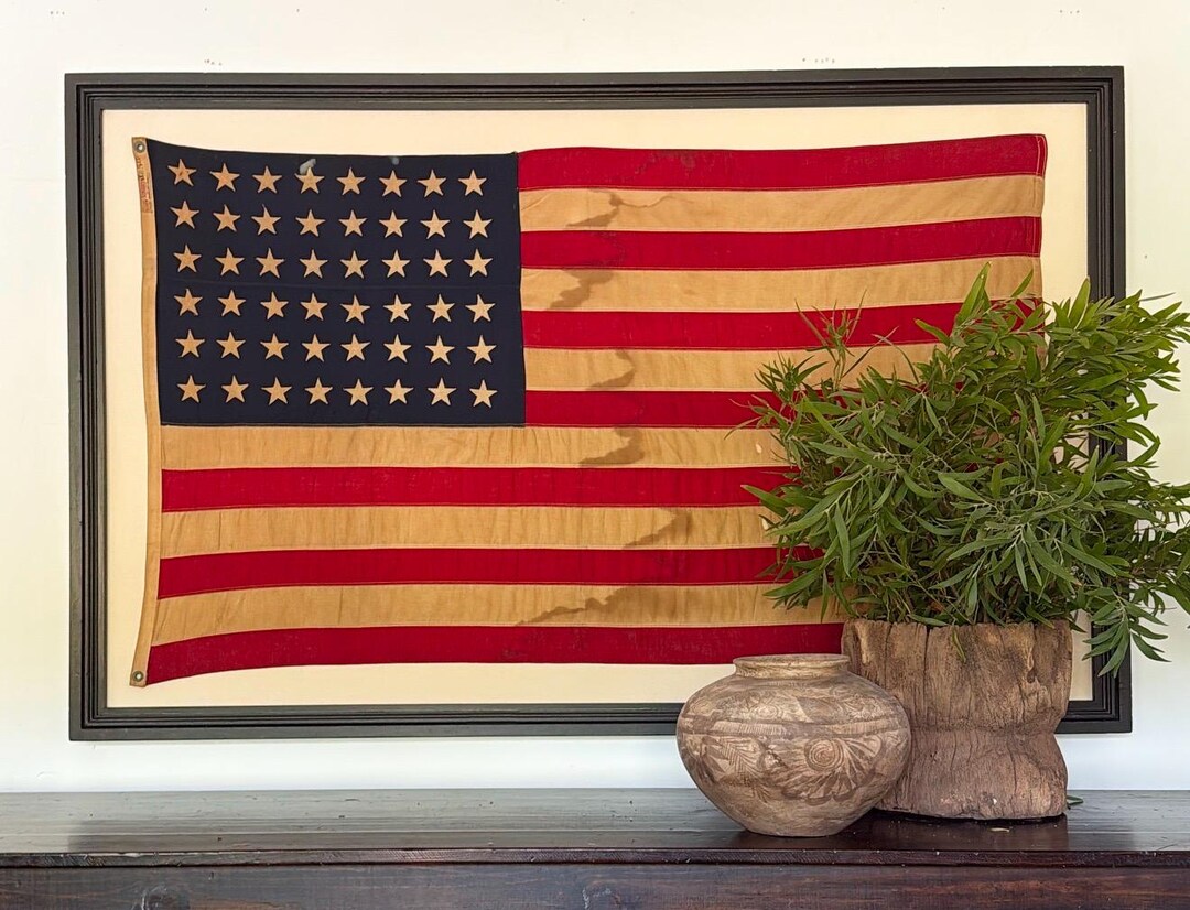 Framed Vintage 48 Star American Flag - Etsy