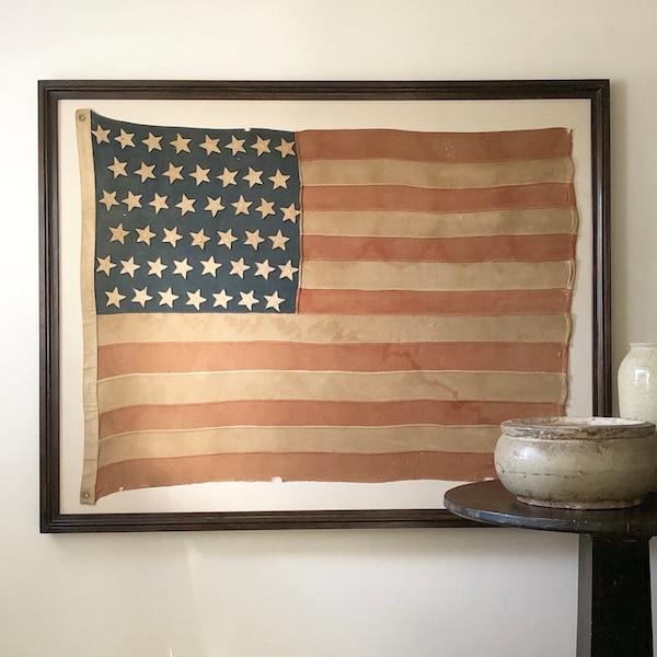 Large Framed Antique American Flag - Etsy