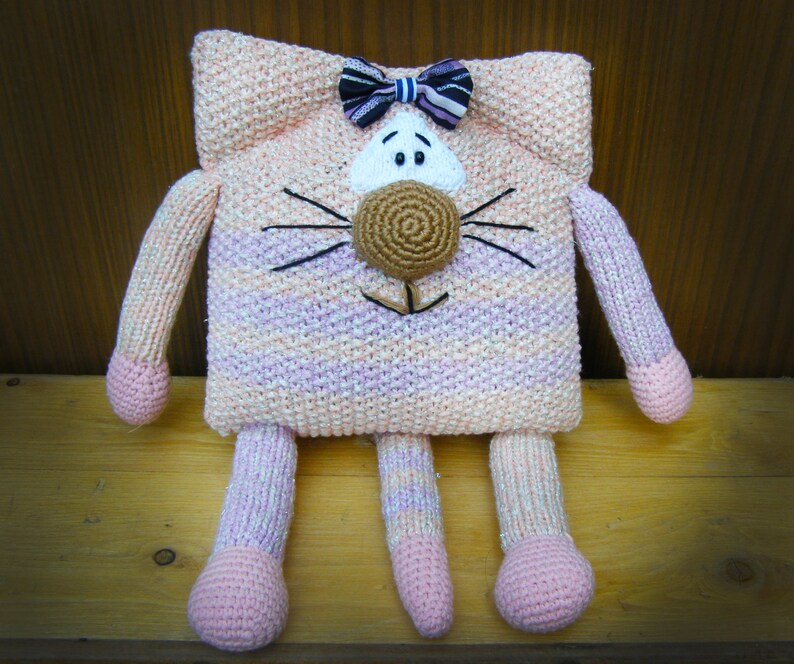 Cat Pillow Knitted Interior Decorative Pillow Knitted | Etsy
