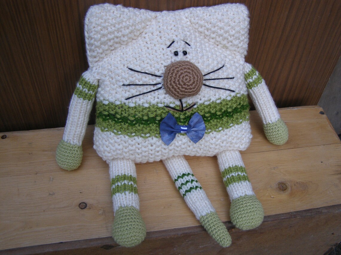 Cat Pillow Knitted Interior Decorative Pillow Knitted | Etsy