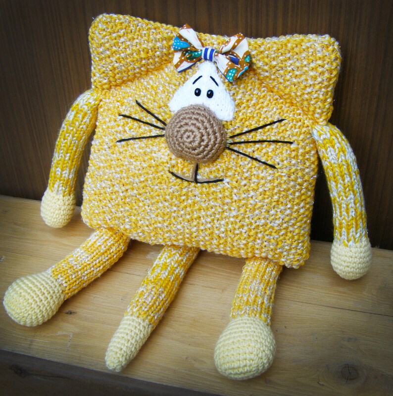 Cat Pillow Knitted Interior Decorative Pillow Knitted | Etsy