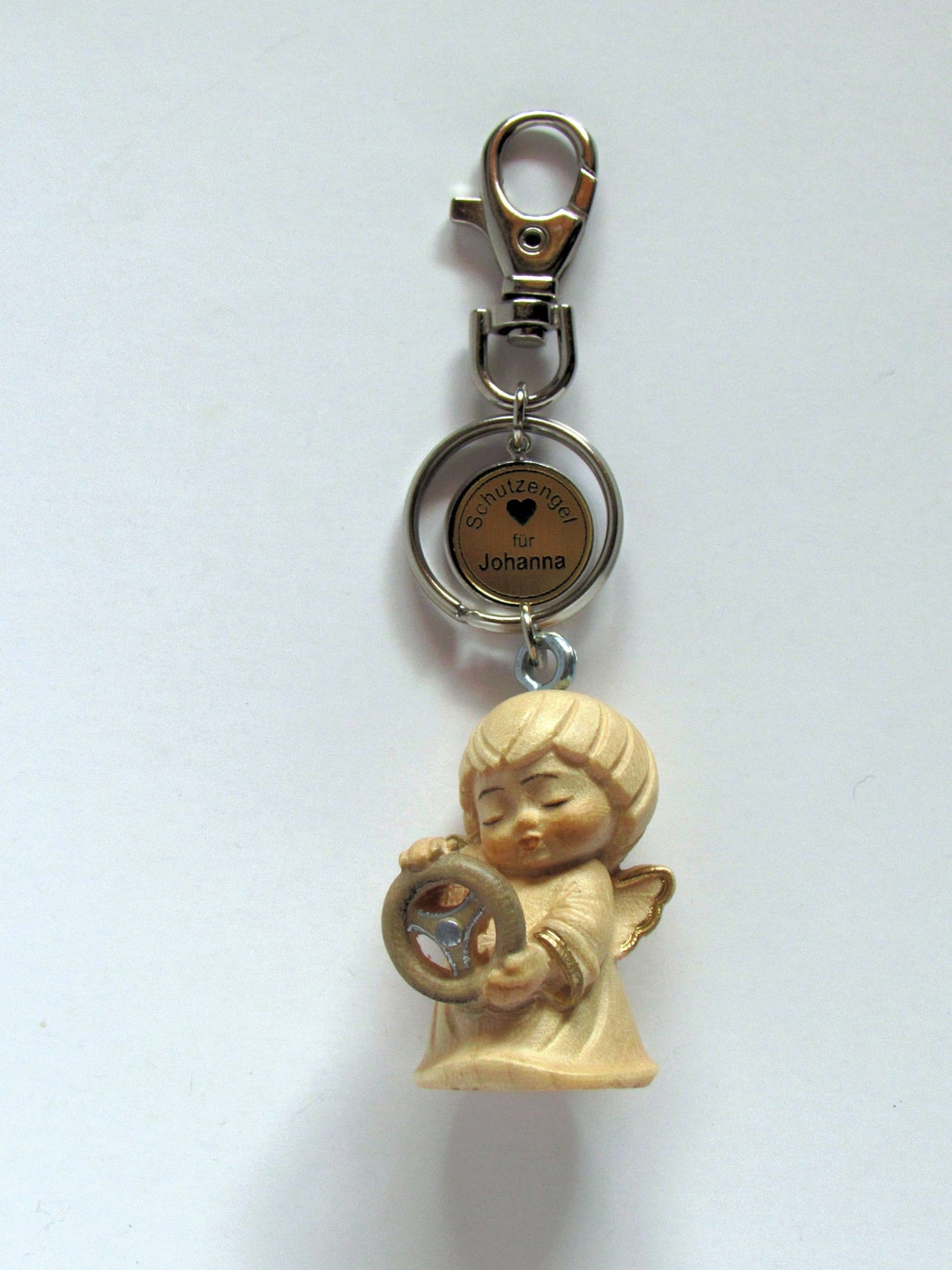 Keychain Car Driver-car Driver Guardian Angel Wood Angels Light Red ...