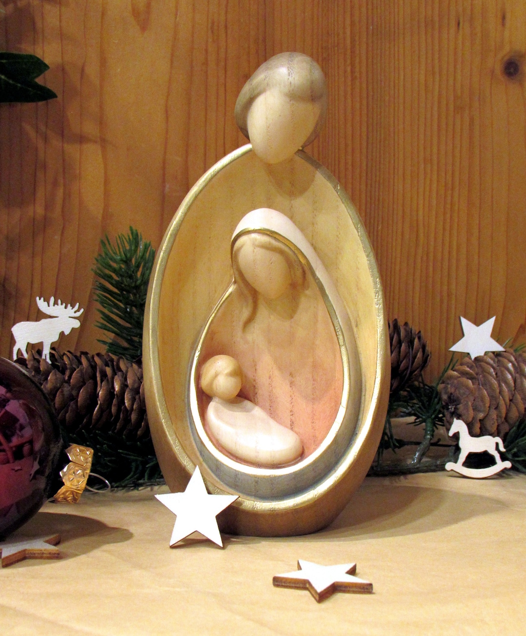 Modern Wooden Carved Nativity Scene / Holy Family / Nativity Scene ...