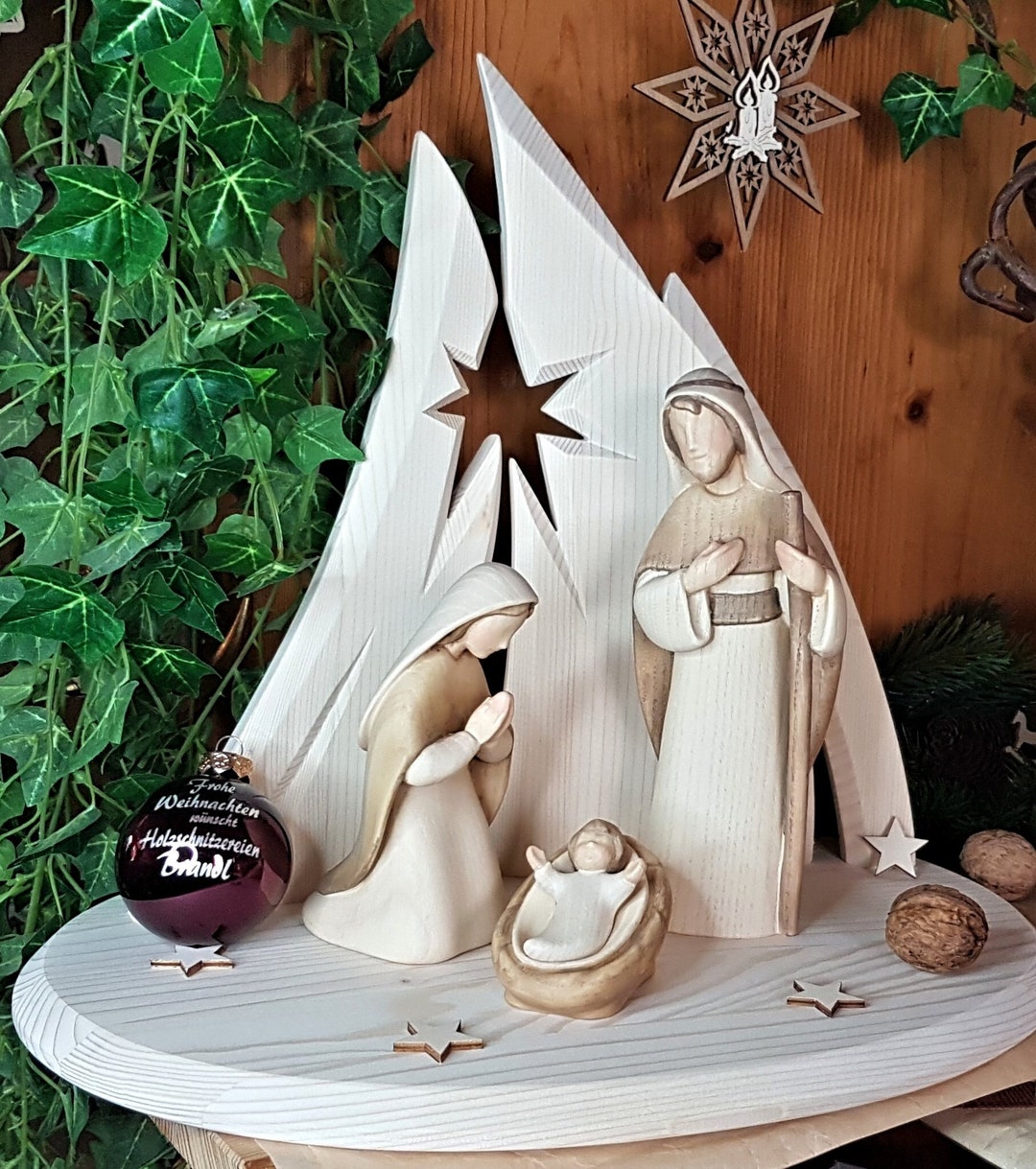 Wood Carved Modern Holy Family Size 20 Cm / High Quality Wooden ...