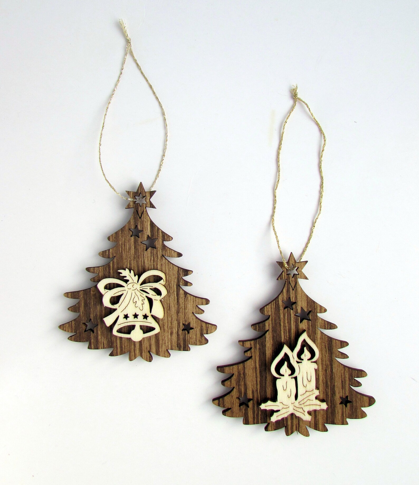 Set of Tree Hanging Wood Christmas Decorations Set of 2 - Etsy