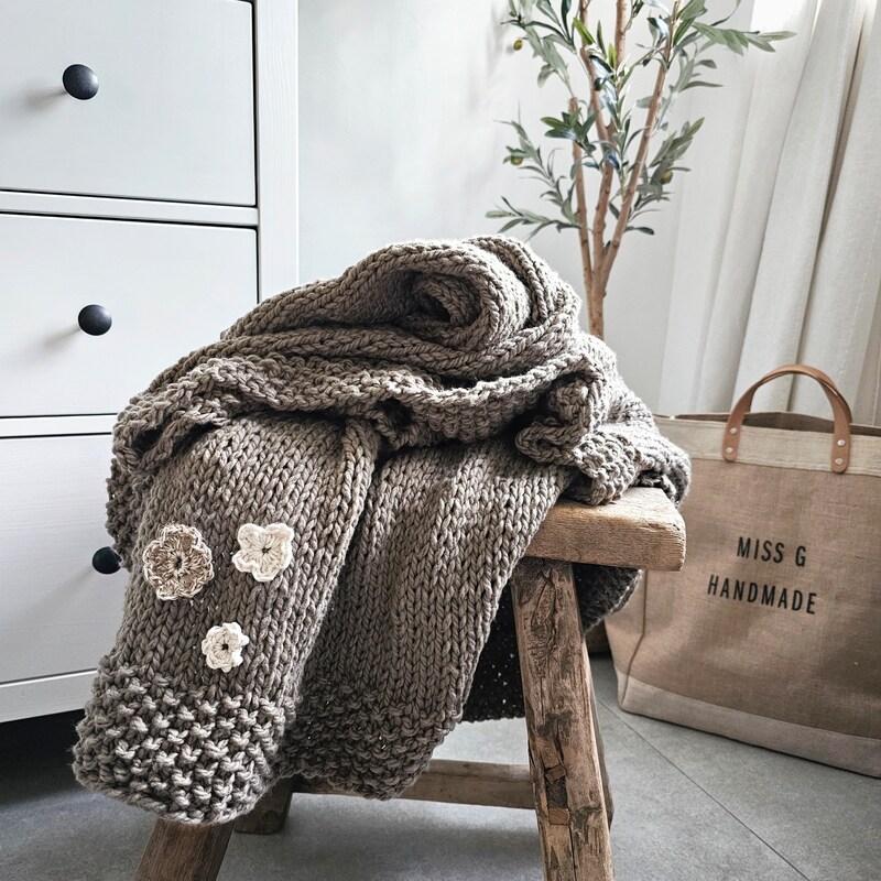 Hand Knit Throw - Etsy