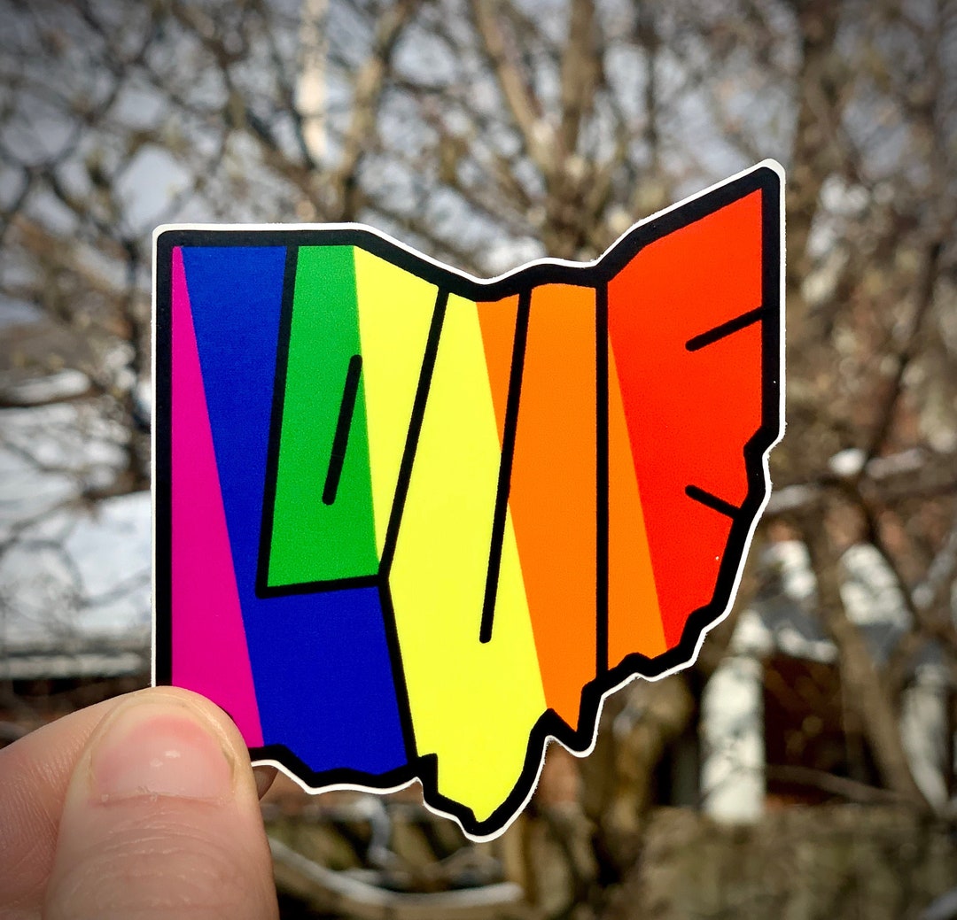 Ohio Rainbow Love Sticker, Ohio Rainbow Flag Decal, OH State LGBTQ Flag ...