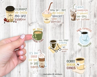 Coffee Sticker Sheet, Coffee Stickers, Coffee Lover, Latte, Cafe ...