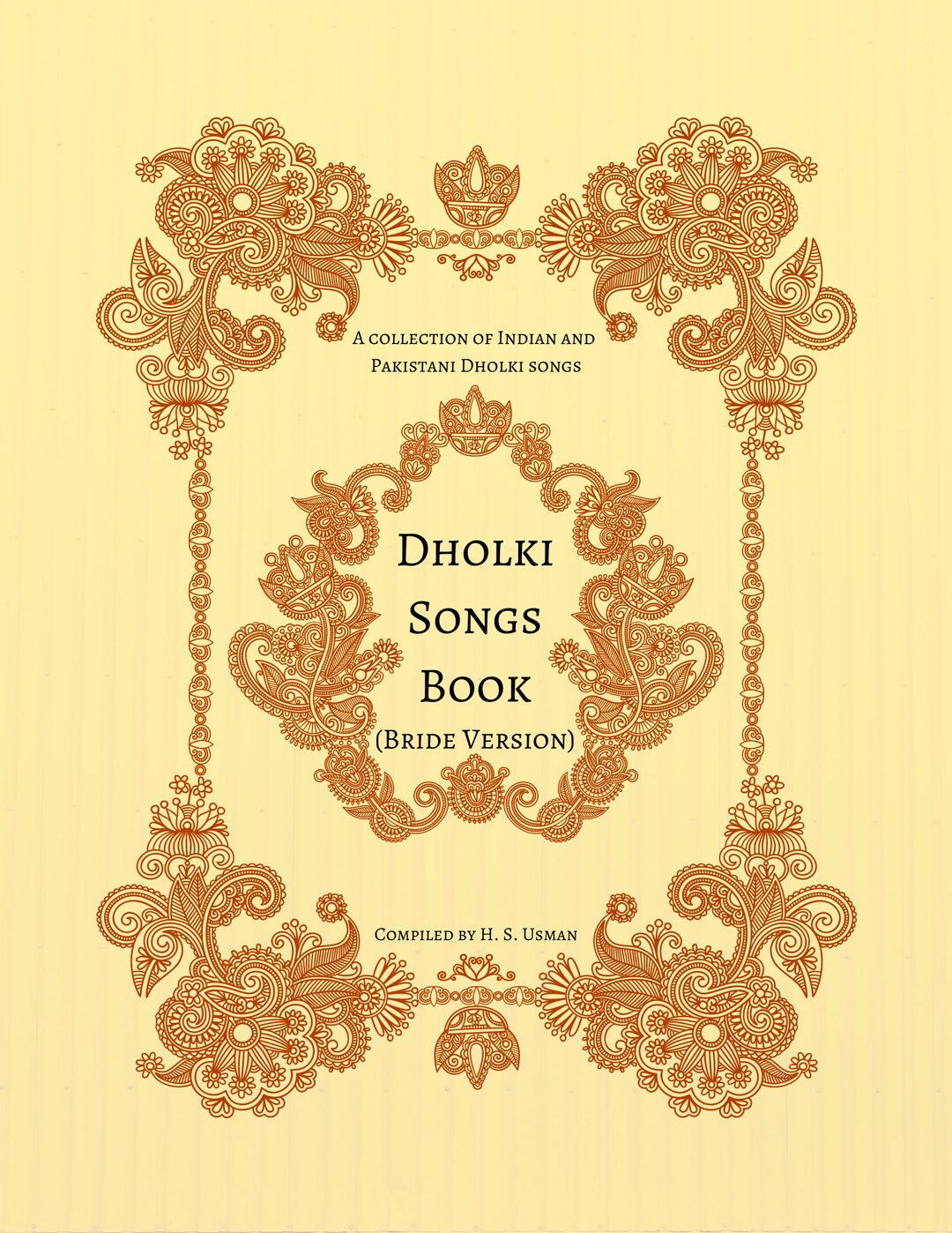 Dholki Songs Book Bride Version Printable Mendi Henna - Etsy