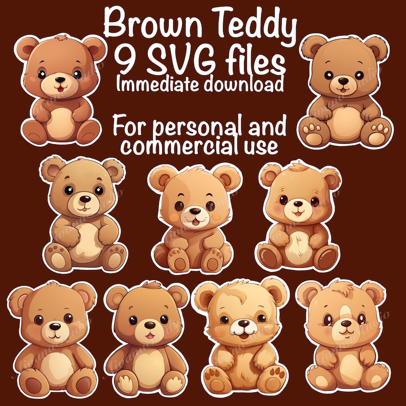 Teddy Bear SVG Files for Personal and Commercial Use Kiss Cut Stickers ...