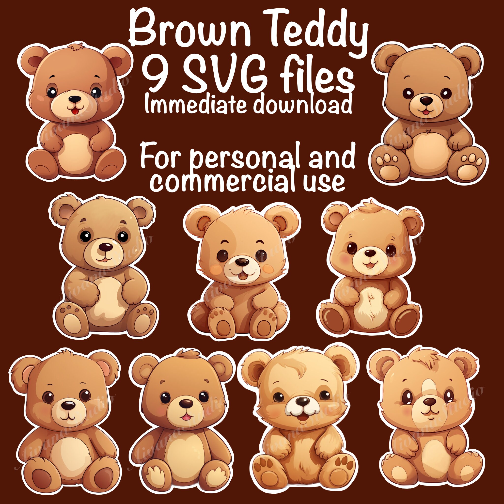 Teddy Bear SVG Files for Personal and Commercial Use Kiss Cut Stickers ...