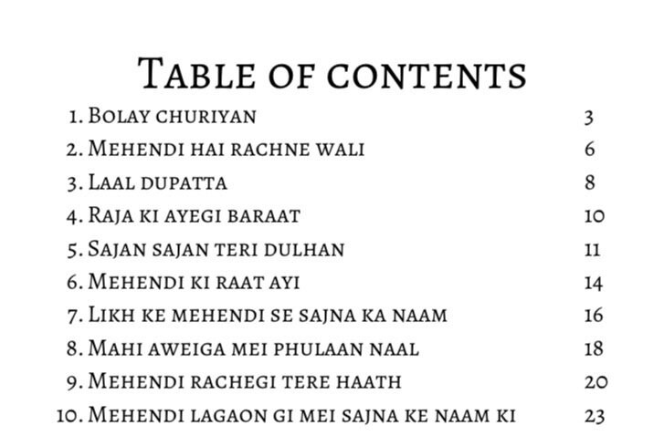 Dholki Songs Book Massive Collection 70 Songs Printable Mendi Henna ...
