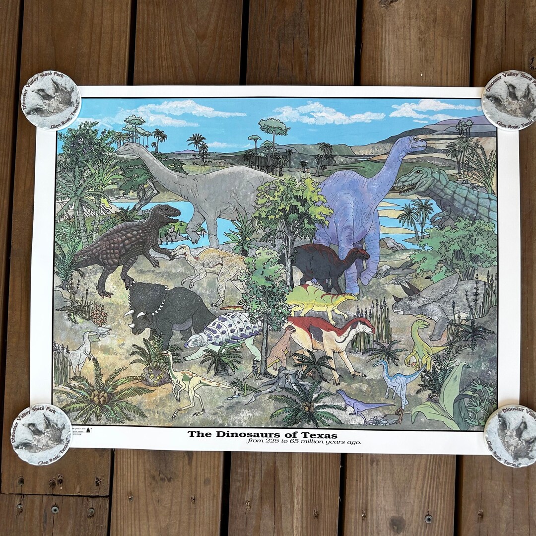 Dinosaur Valley State Park- Dinosaurs of Texas Poster - Etsy