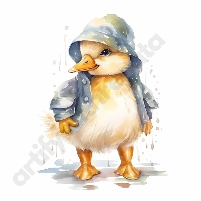 15+ Baby Ducks in Raincoat Watercolor High Quality Clipart - Nursery ...