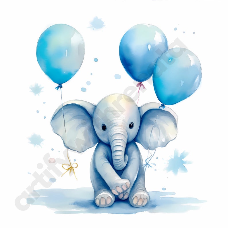 15+ Baby Elephant Blue Watercolor High Quality Clipart - Boy, Baby ...