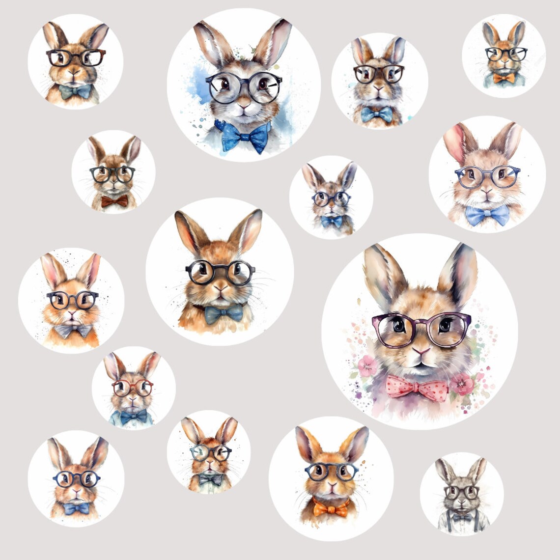 15+ Cute Bunny With Glasses Watercolor High Quality Clipart - Funny ...