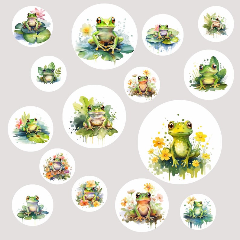 15 Cute Frogs Watercolor High Quality Clipart Fairy, Lake, Animal ...