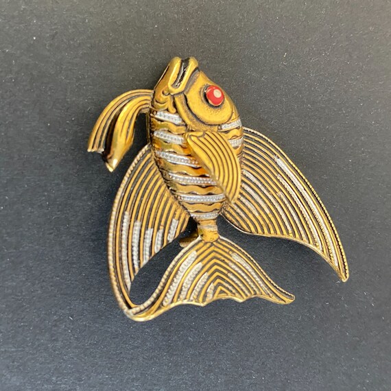 Spanish Damascene Angel Fish Figural Brooch Pin Toled… - Gem