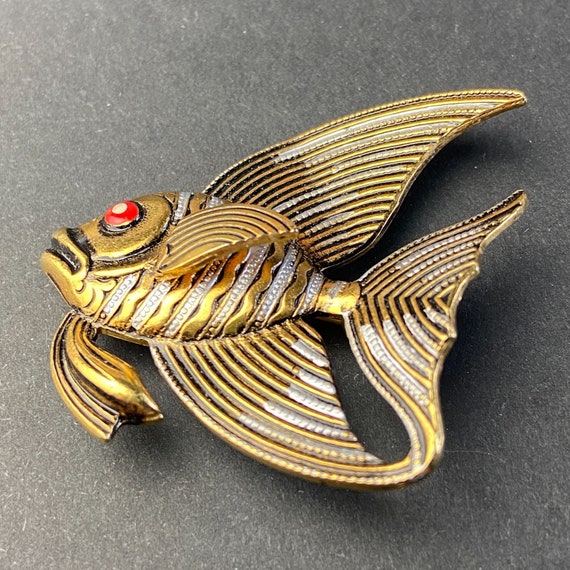 Spanish Damascene Angel Fish Figural Brooch Pin Toled… - Gem