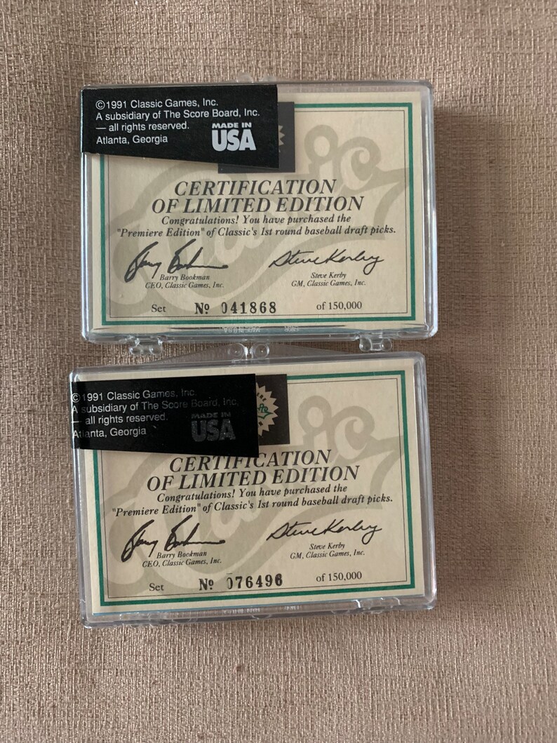 Collectible, Limited Edition, 1990 Classic Baseball Cards - Etsy