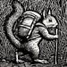 Linocut Lino Cut Squirrel Design Printable PNG - Hiking Squirrel - Etsy