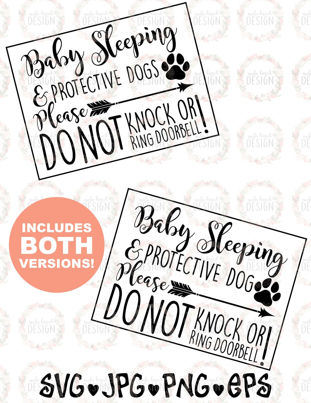 Sleeping SVG Baby Sleeping & Protective Dog (or Dogs) Please Do Not ...