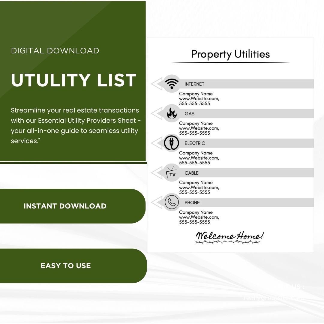 Real Estate Utility Provider List - Etsy