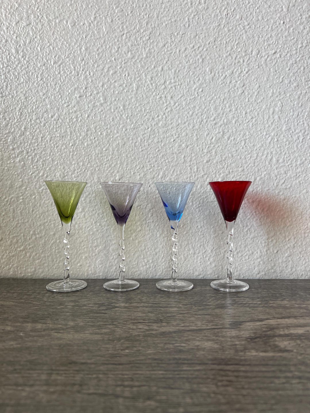Set of 4 Multi-colored Cordial Cocktail Glasses Vintage Barware Wedding ...