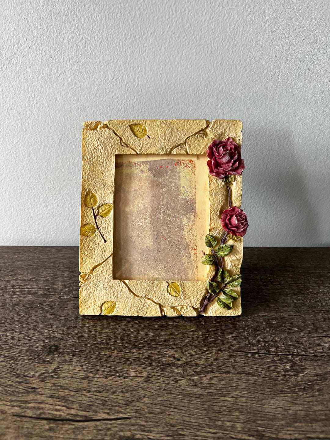 Vintage 3.5” X 5” Rose Themed Frame, Featuring Chunky Roses, and Leaves ...