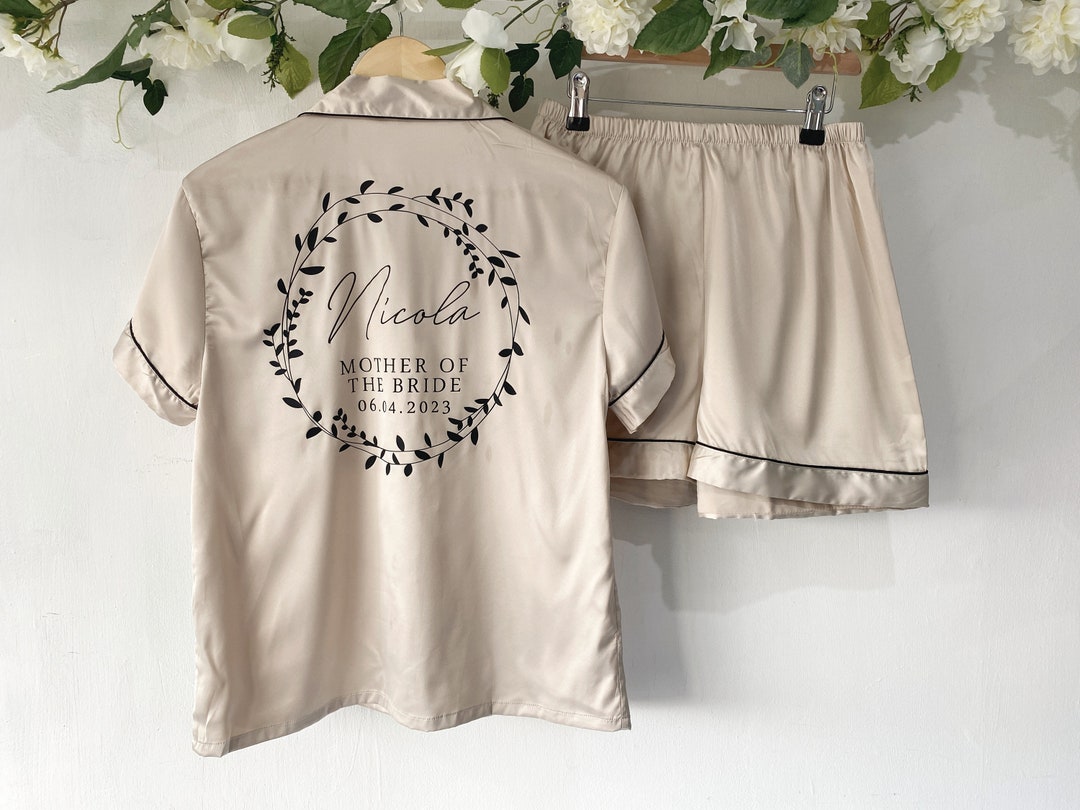 Champagne Personalised Satin Pyjama Set, Personalised Pj’s, Luxury ...