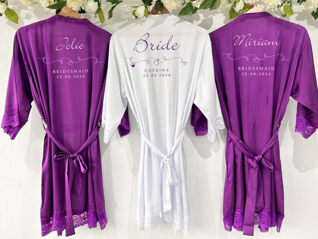 Purple Personalised Robe, Bridal Party Robes, Bridesmaid Dressing Gowns ...