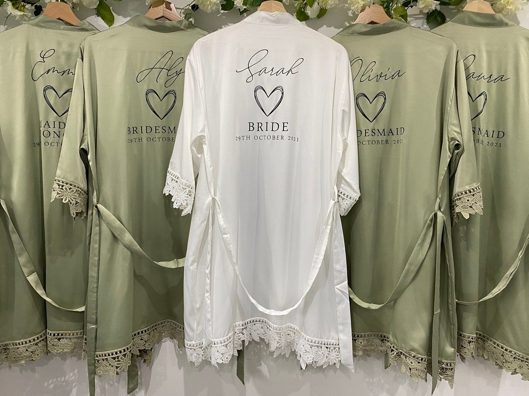 Sage Green Bridesmaid Robes Bride Gift Bride Robe Bridesmaid Gift Satin ...