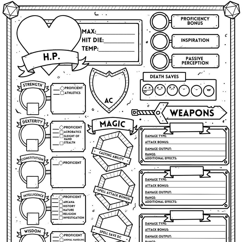 Kid Dnd 5e Character Sheet - Etsy