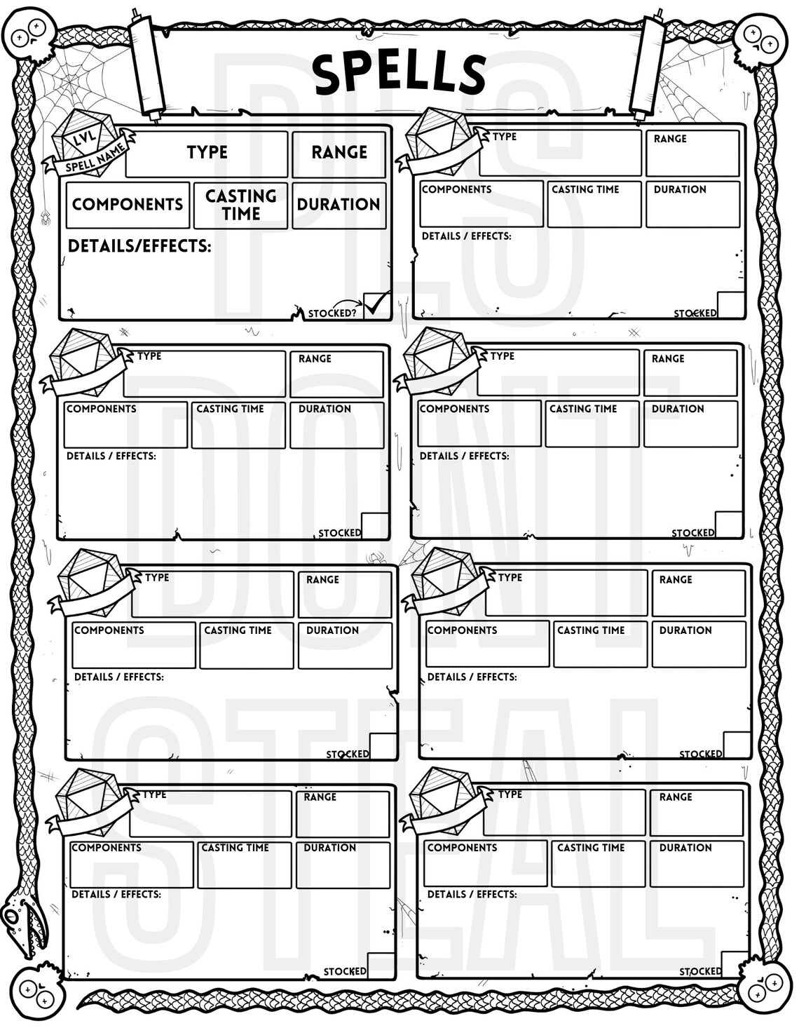 Dungeons and Dragons Downloadable Character Sheet "spooky Necromancers ...